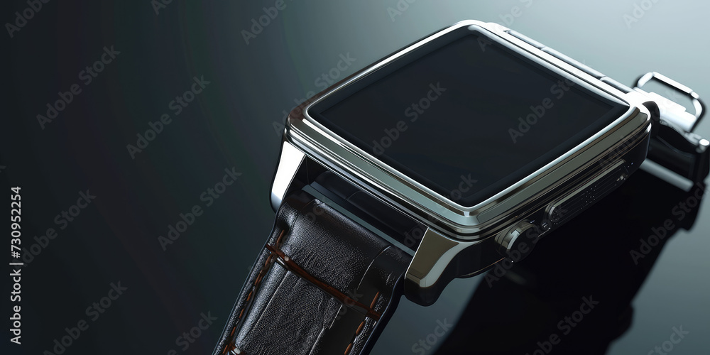 Elegant Smartwatch with Blank Screen mockup. Close-up of a sleek ...