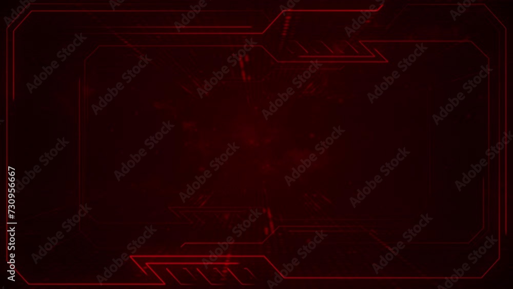 A futuristic glowing red grid network of blinking digital data lights ...