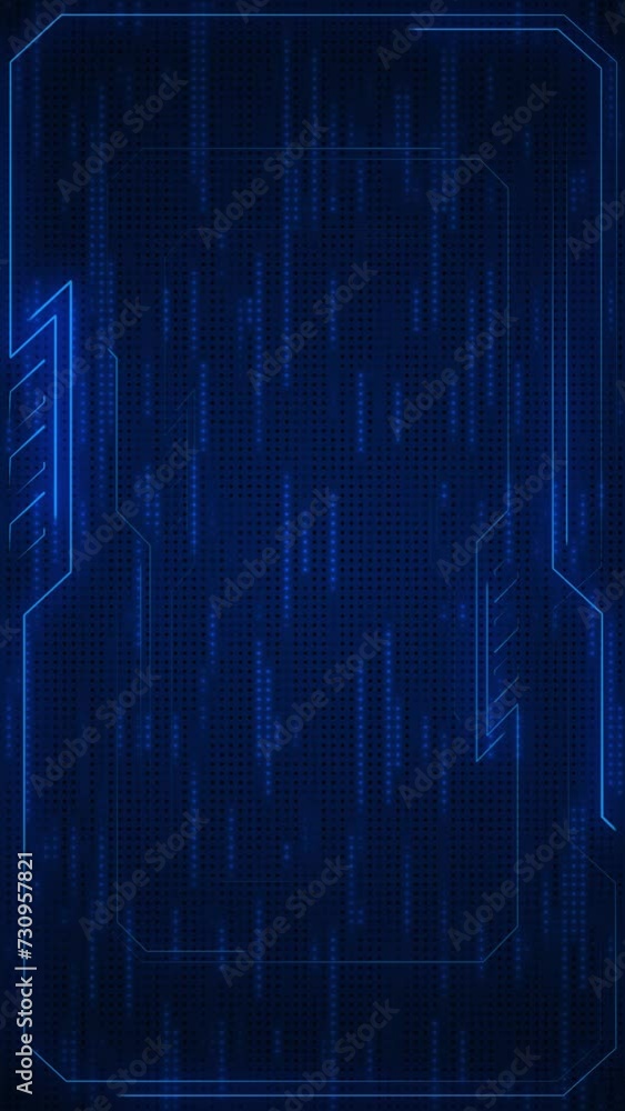 Vertical video - futuristic technology background with blue blinking ...