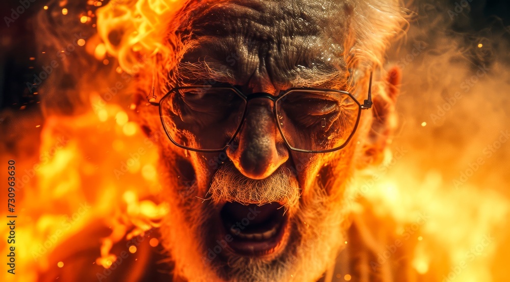 A fiery man with glasses and a beard ignites passion with his scorching ...