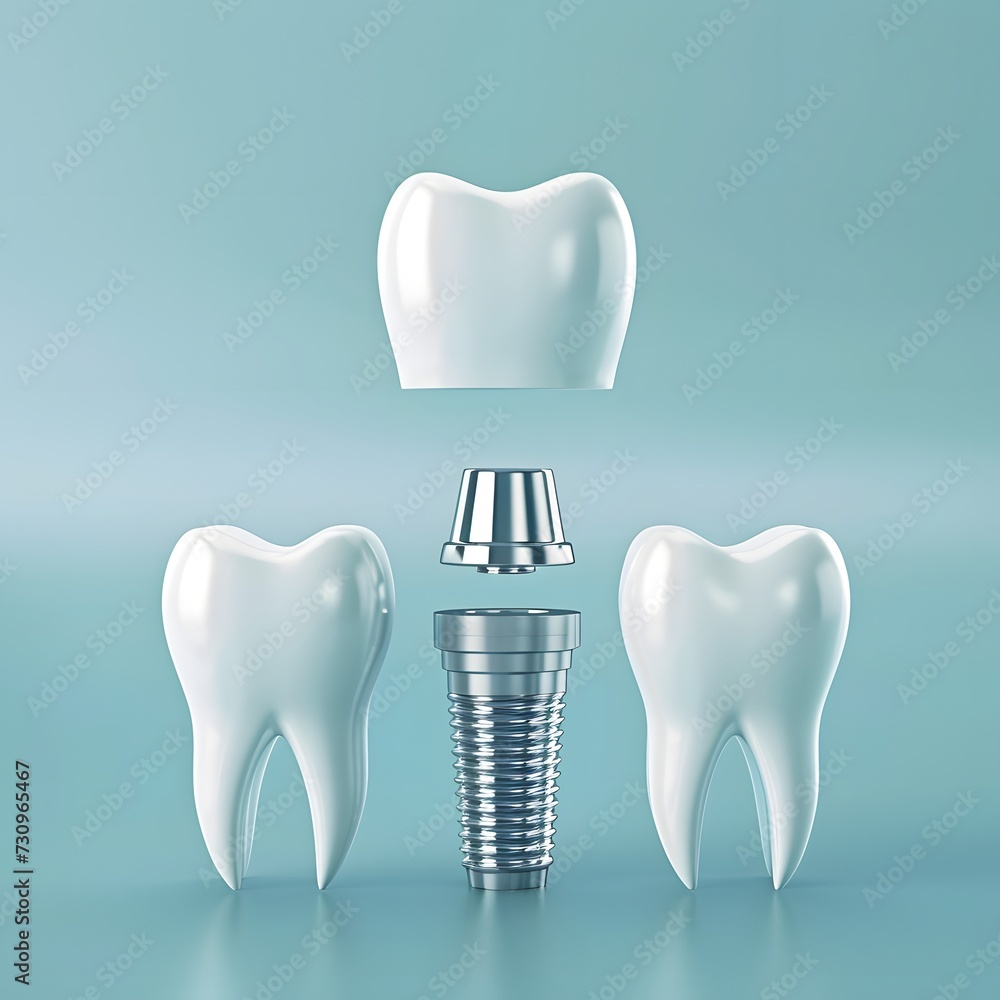 a tooth shaped implant with three different sizes of teeth on each side ...