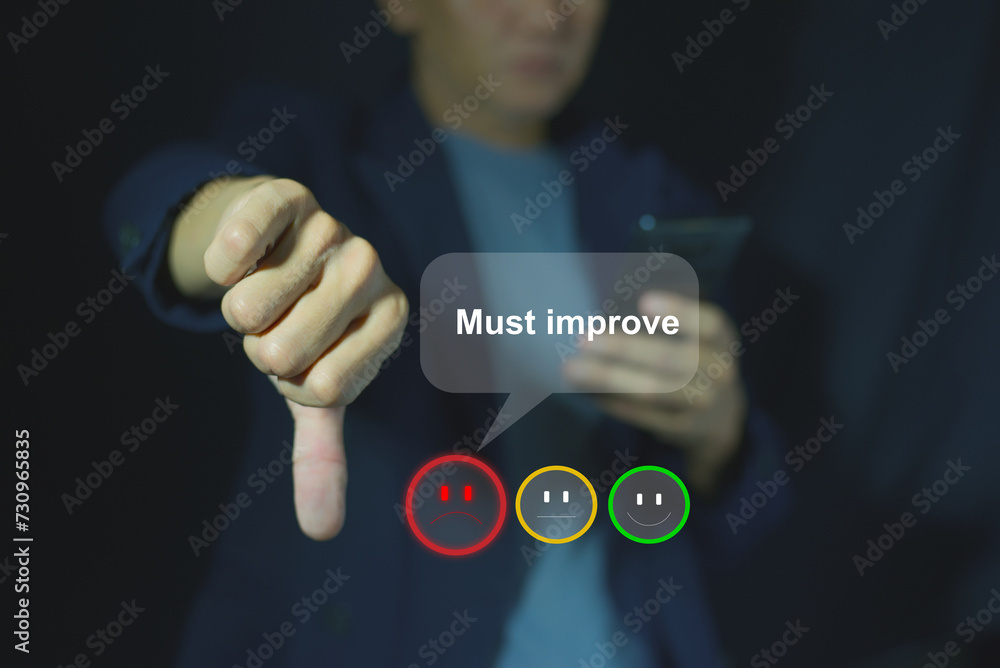 Customer service concept and dissatisfaction Business people touching ...