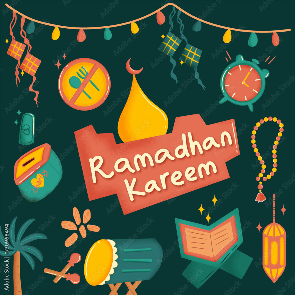 Hand Drawn Ramadan Kareem Poster. Design concept element ramadan ...