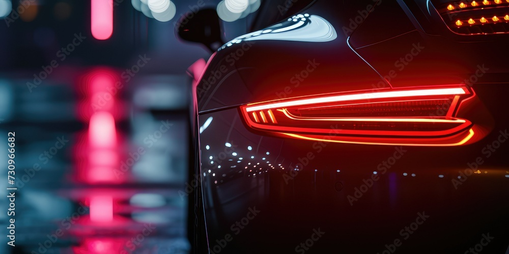 LED turn signal in the rear brake light of the car. Modern car lantern ...