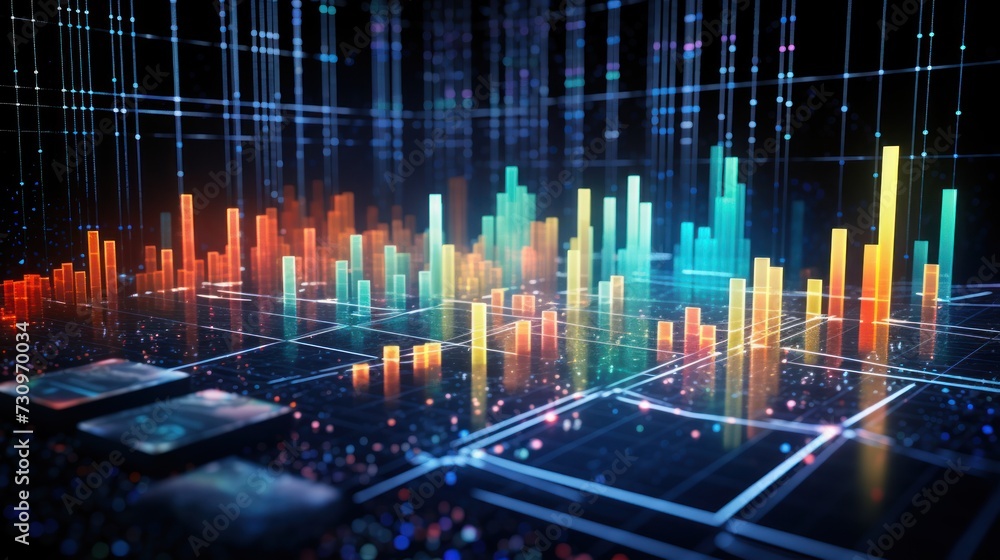 Representation of data analytics,charts, graphs and data driven ...