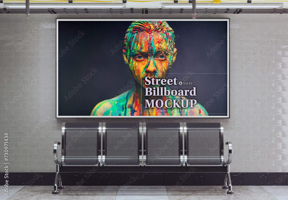 Subway Billboard Advertisement Scene Mockup Stock Template | Adobe Stock