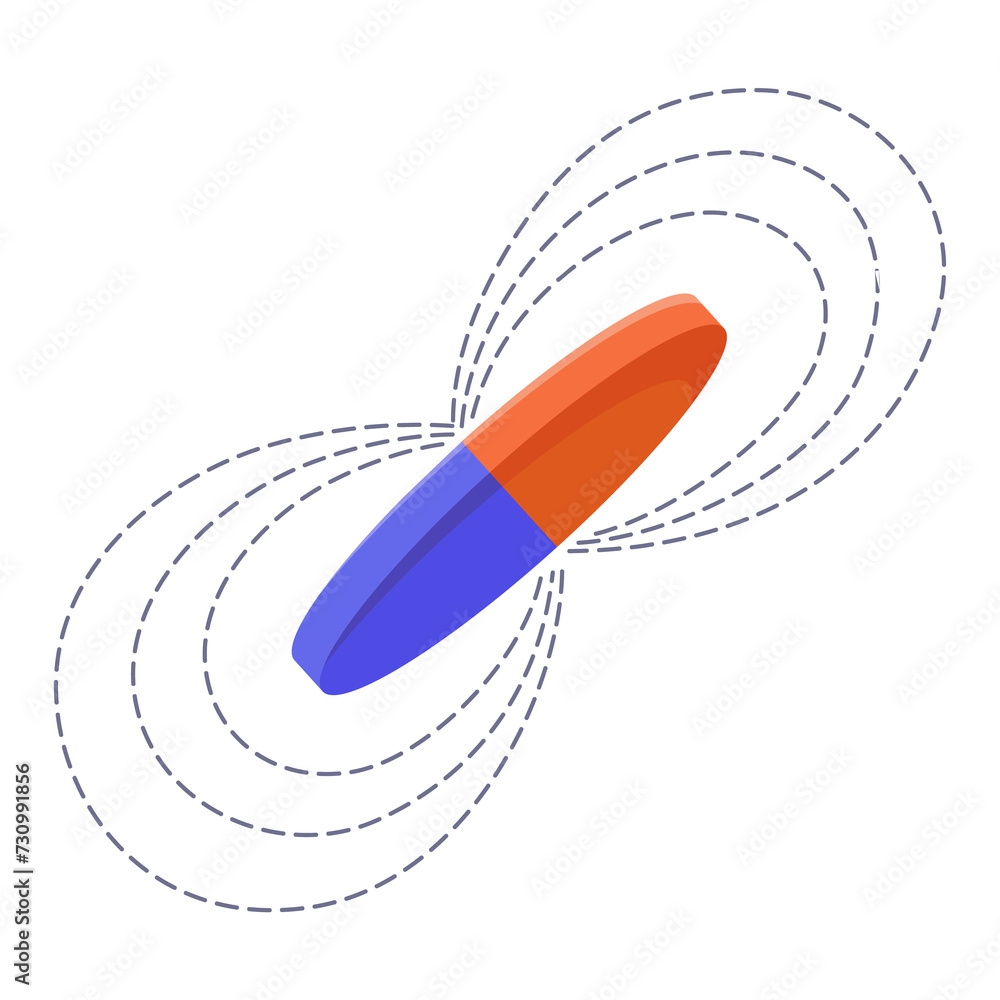 Magnetic force and electromagnetic field. Polar magnet scheme ...