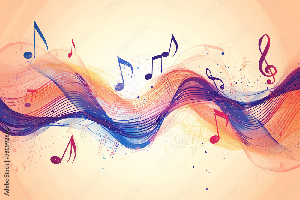 Melody flowing music wave abstract background showing colourful music ...