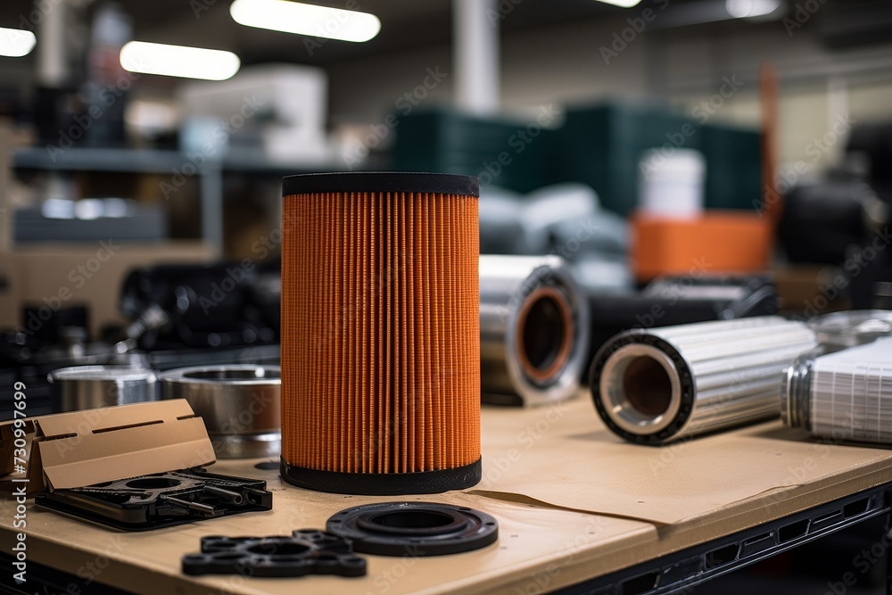 Close-up view of a brand new air filter element, ready to be installed ...