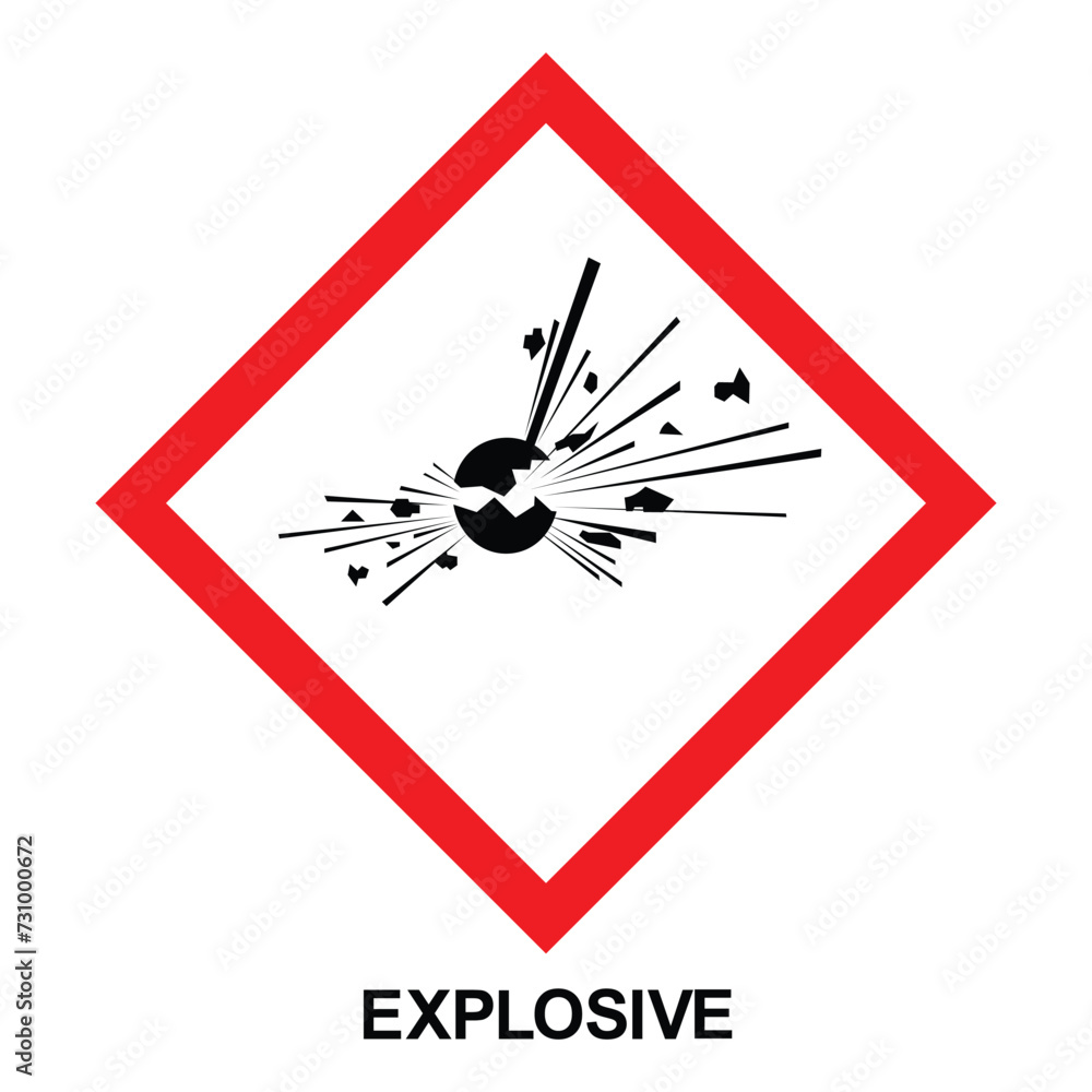 GHS01 hazard pictogram EXPLOSIVE , hazard warning sign EXPLOSIVE ...