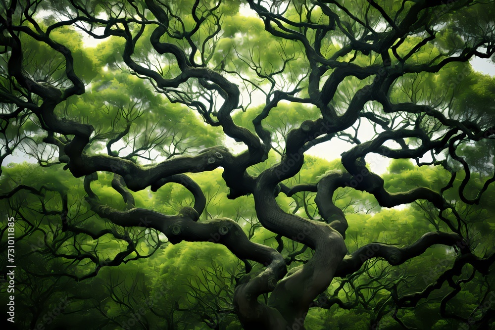Elegant tree branches intertwining to create a symbol representing ...