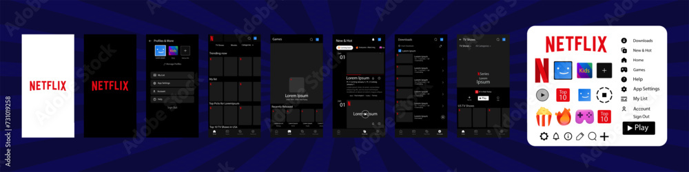 Netflix interface with button. Netflix screen social media, social ...