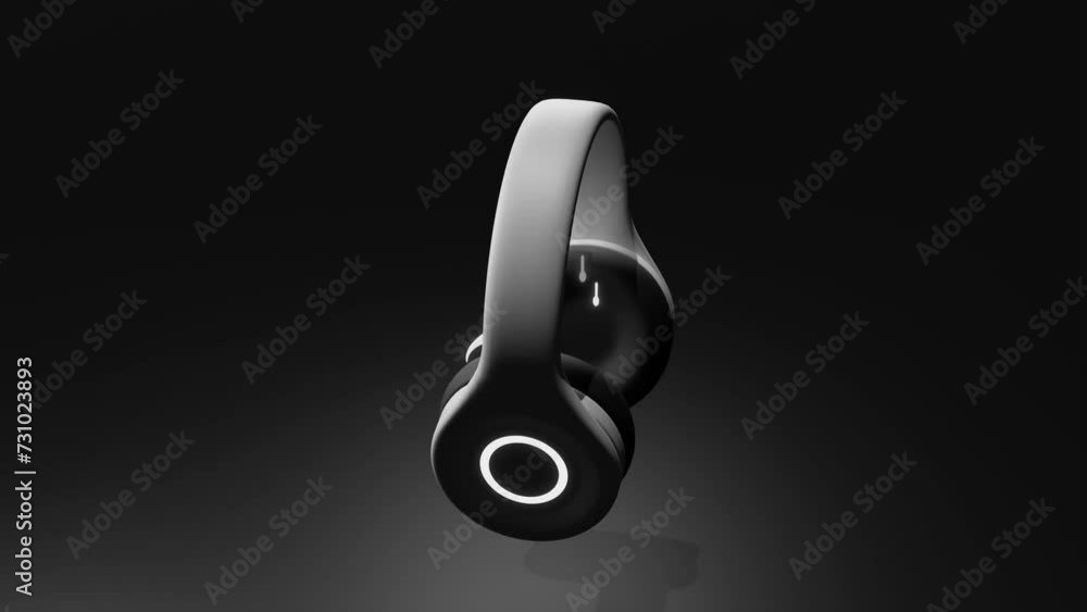 Headphones animation footage colorful music notes seamless loop ...