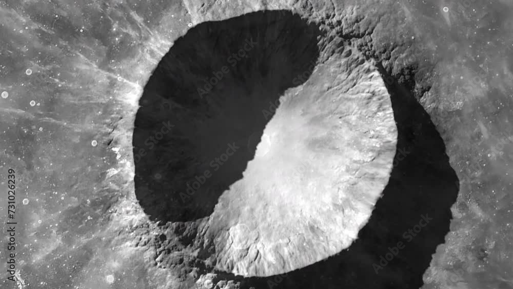 Lunar Crater Background, the Camera Slowly Flies Away From the Moon ...