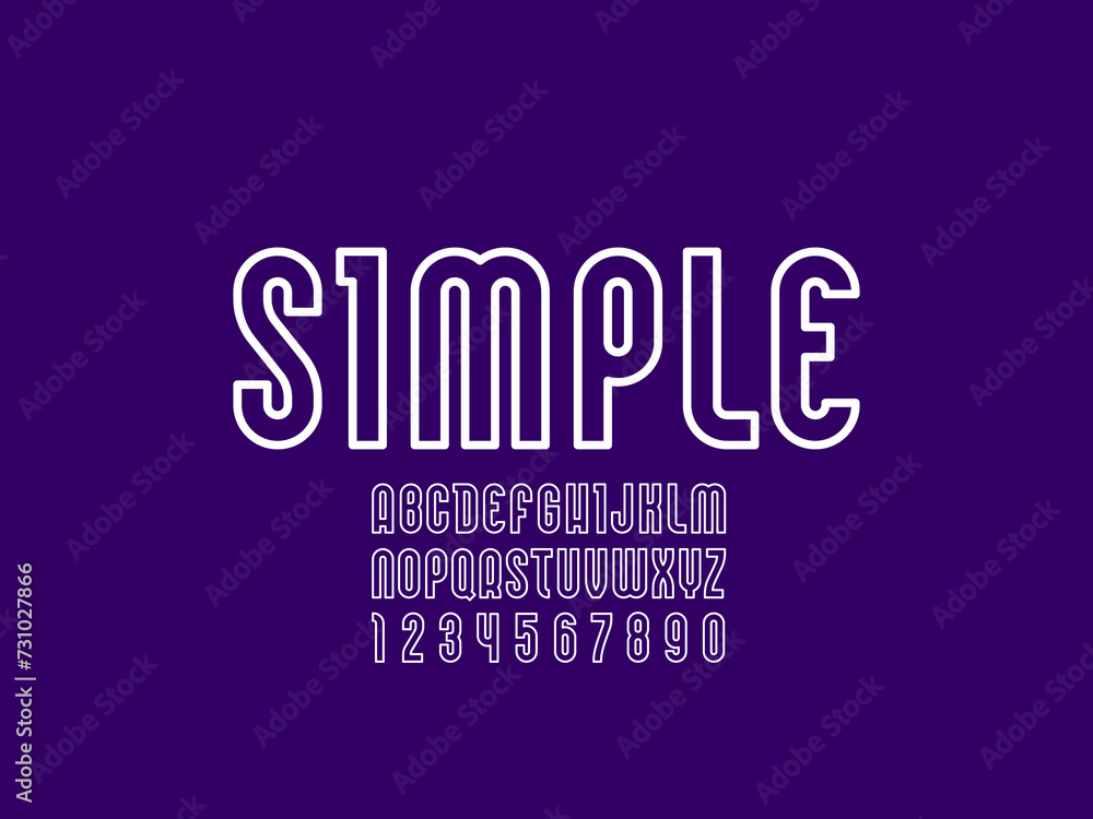 Condensed font, trendy rounded simple alphabet, vector letters and ...