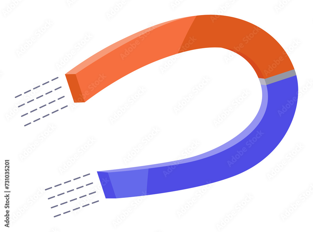 Magnetic force and electromagnetic field. Polar magnet scheme ...