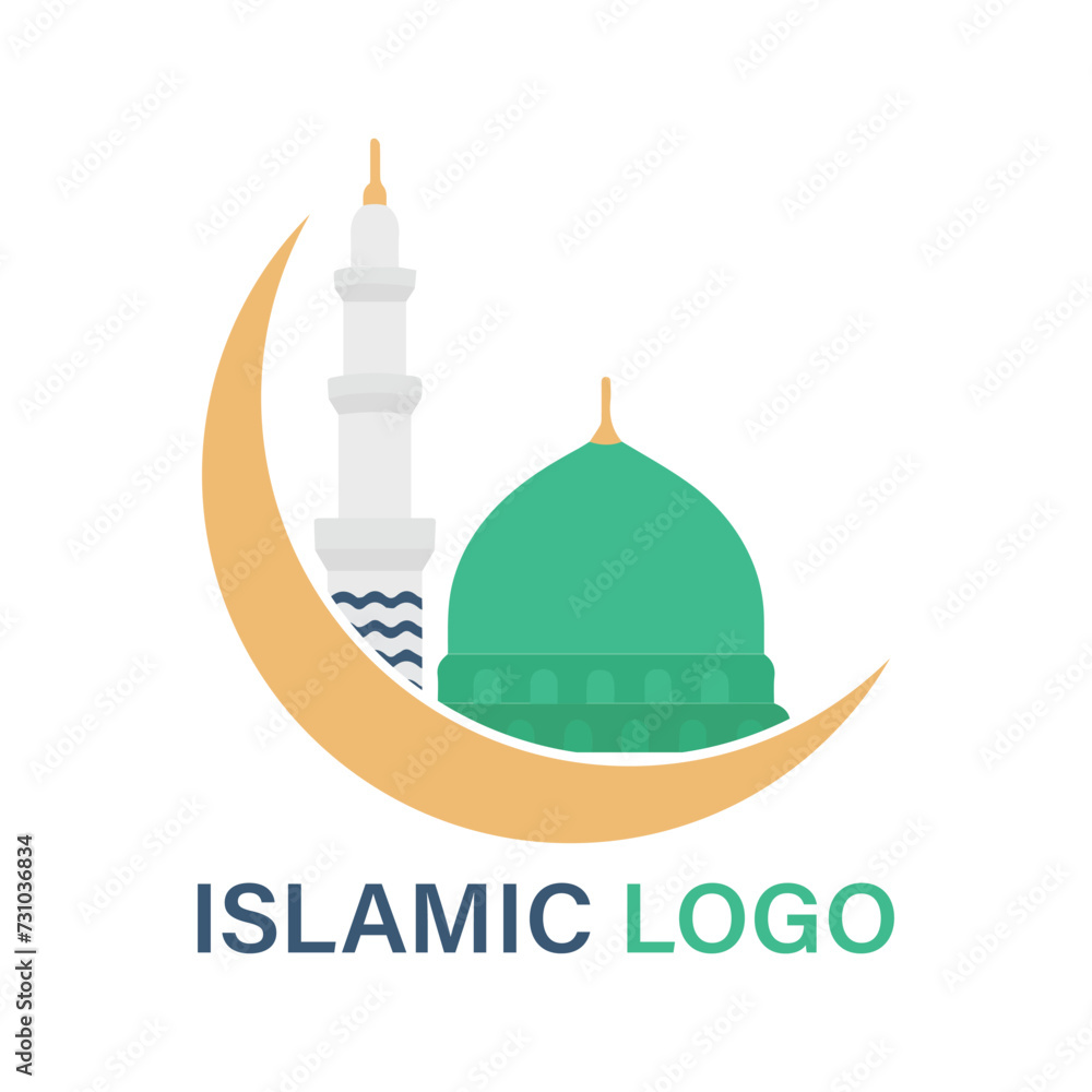 Islamic logo template, Ribbon islamic dome palace logo design template ...