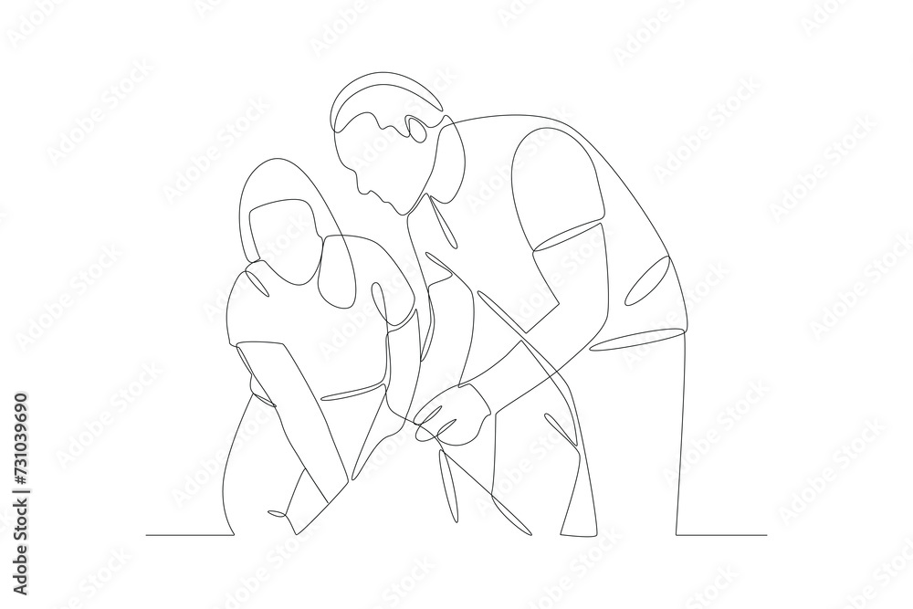 Continuous one line drawing Volunteer concept. Doodle vector ...