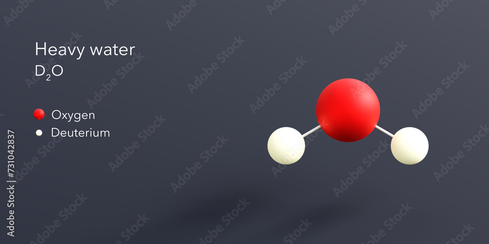 heavy water molecule 3d rendering, flat molecular structure with ...