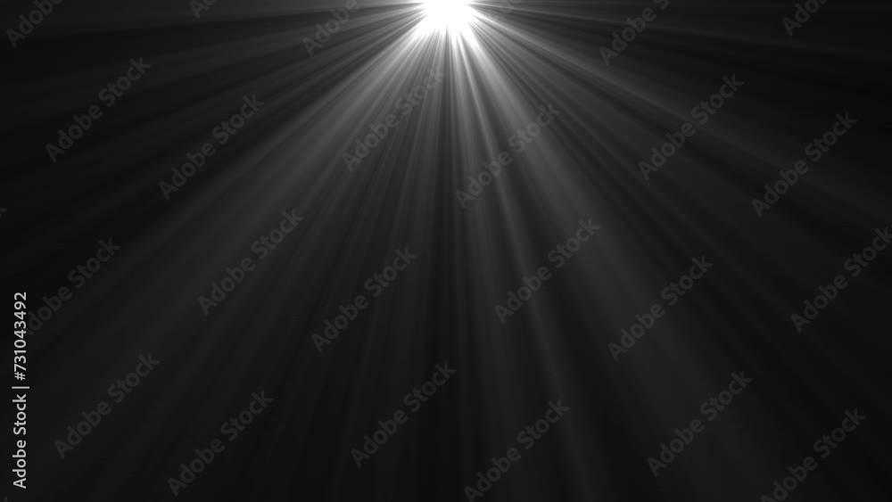 White light beams on black background. Light animation. Dynamic sun ...