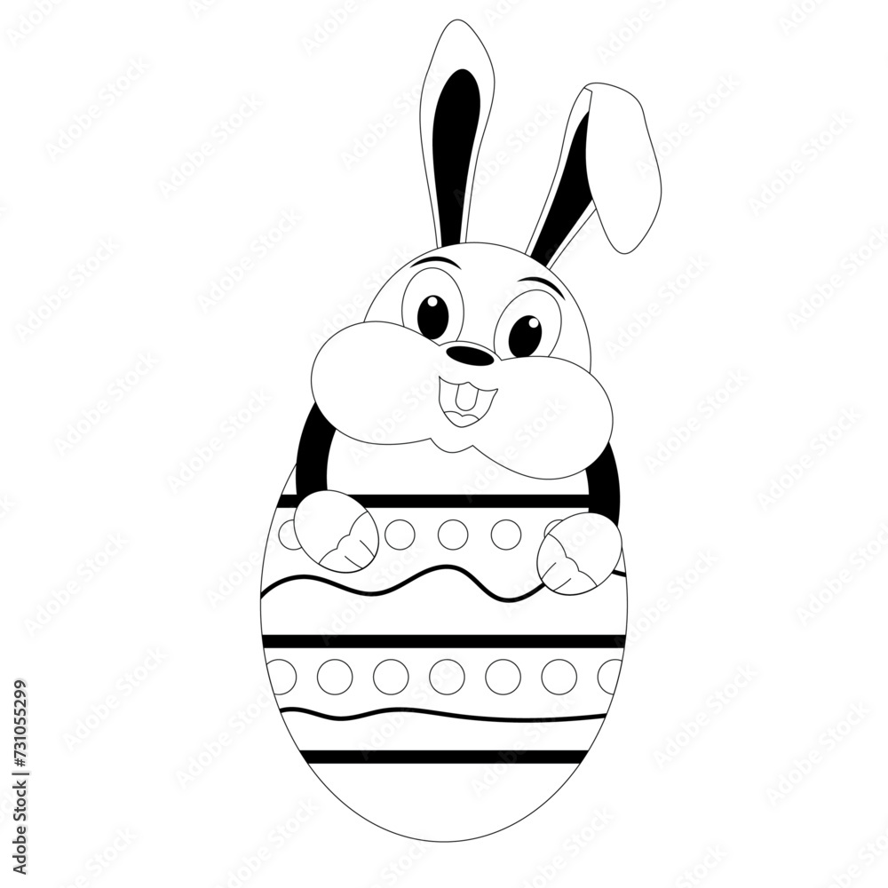 outlines rabbit. rabbit on an easter egg. easter egg. funny bunny ...