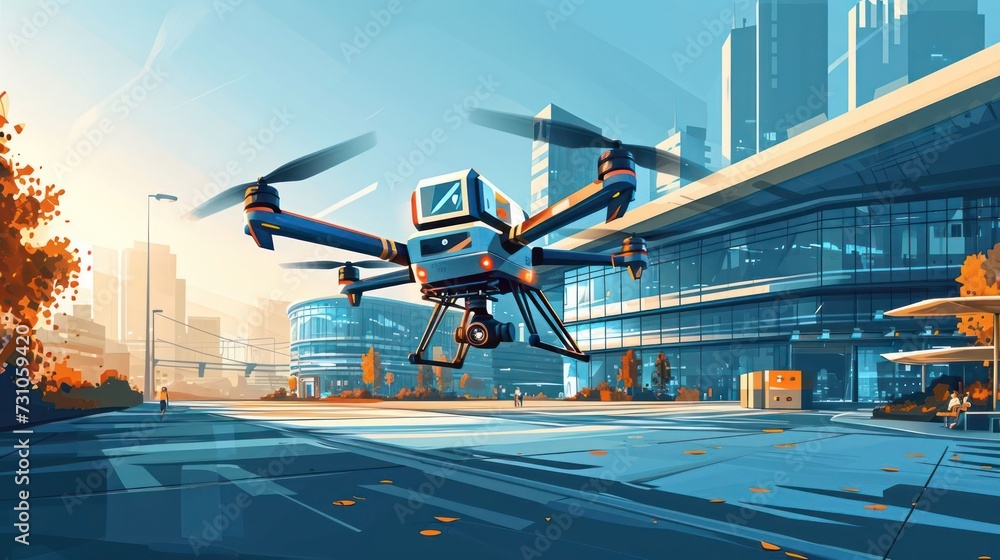 Iconic depiction of online delivery technology, featuring a high-tech ...