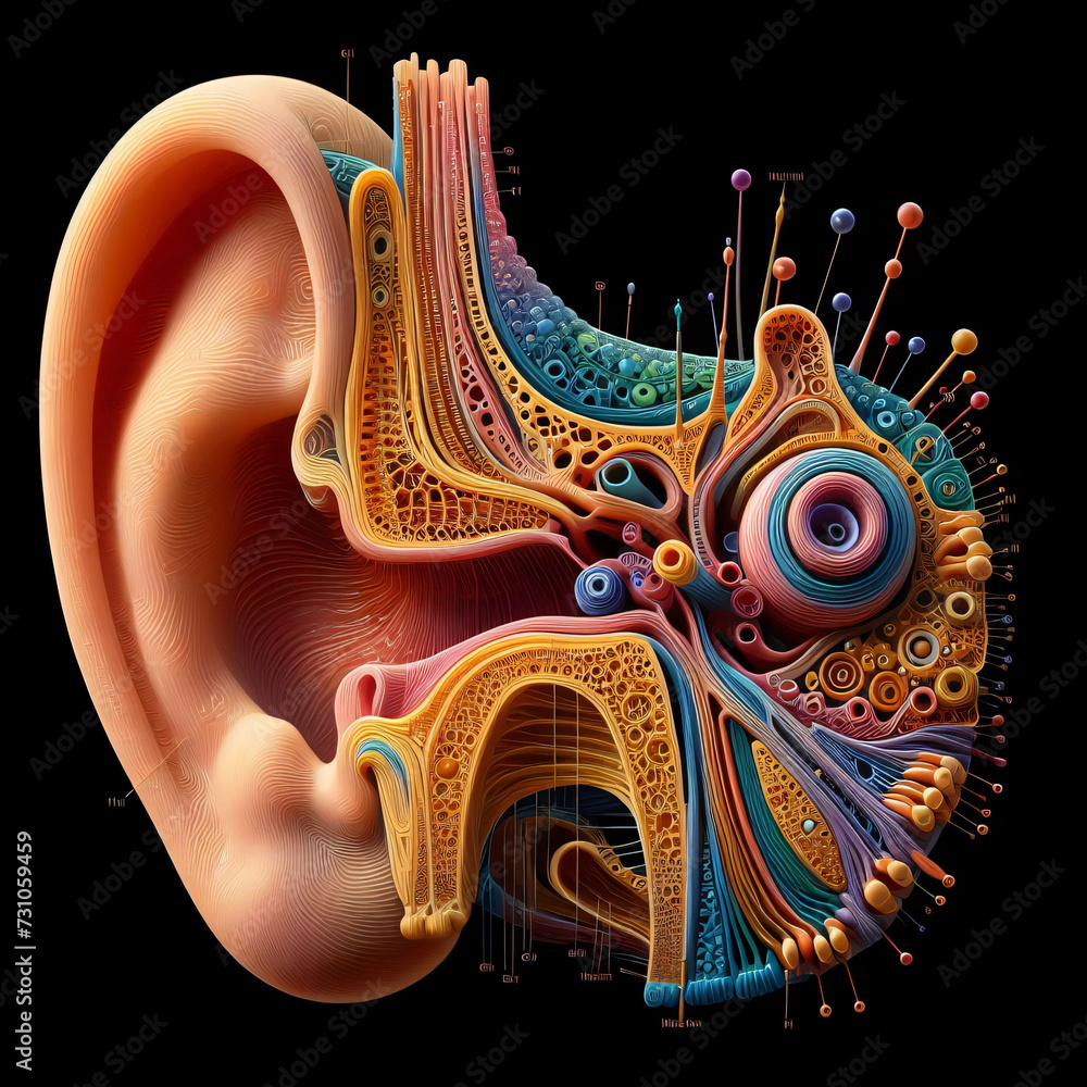 structure of ear, 4k, hd, detailed biology Stock Illustration | Adobe Stock