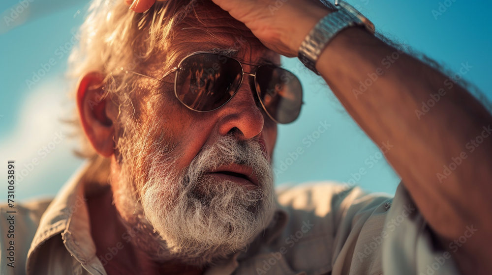 an older man, a grandpa, Caucasian, with gray thinning hair, emigrated ...