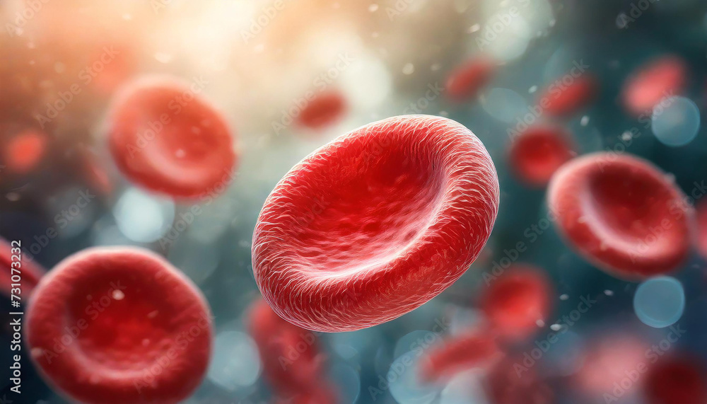 Red blood cells on blurred background with copy space Stock ...