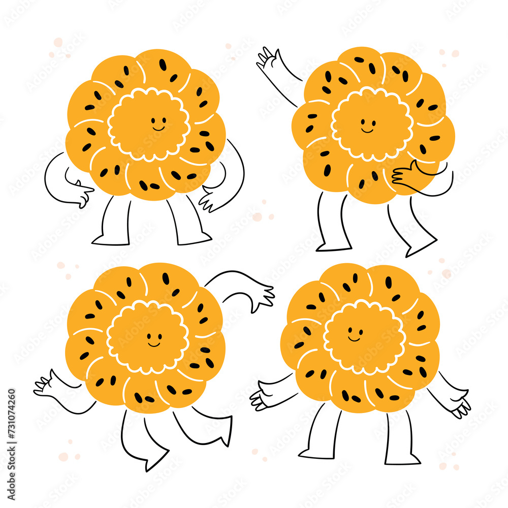 Kawaii flapjack and cartoon bread icons. Happy flatbread vector ...