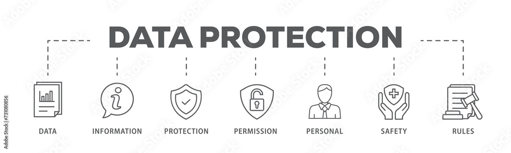 Data protection banner web icon illustration concept with icon of data ...