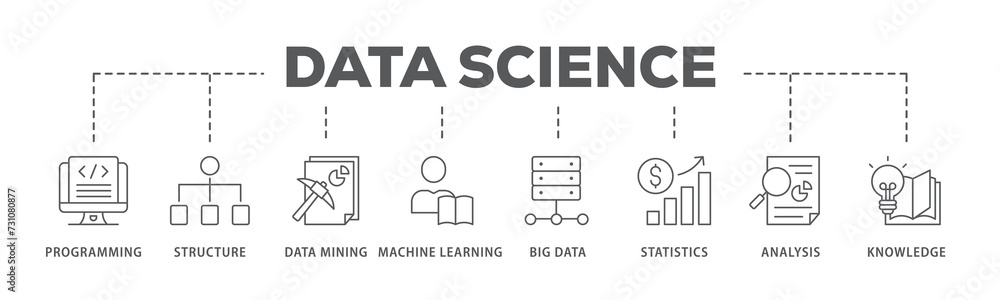 Data science banner web icon illustration concept with icon of data ...