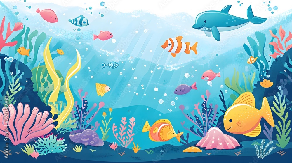 underwater clip art collection with marine life and ocean elements ...