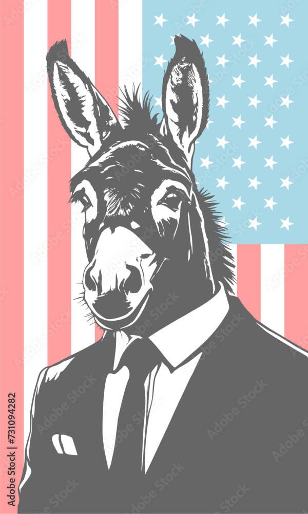 Politician is associated with a donkey. Anthropomorphized donkey ...