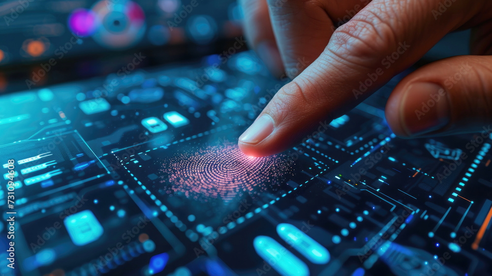 Fingerprint scanner for data network access control. Biometric ...
