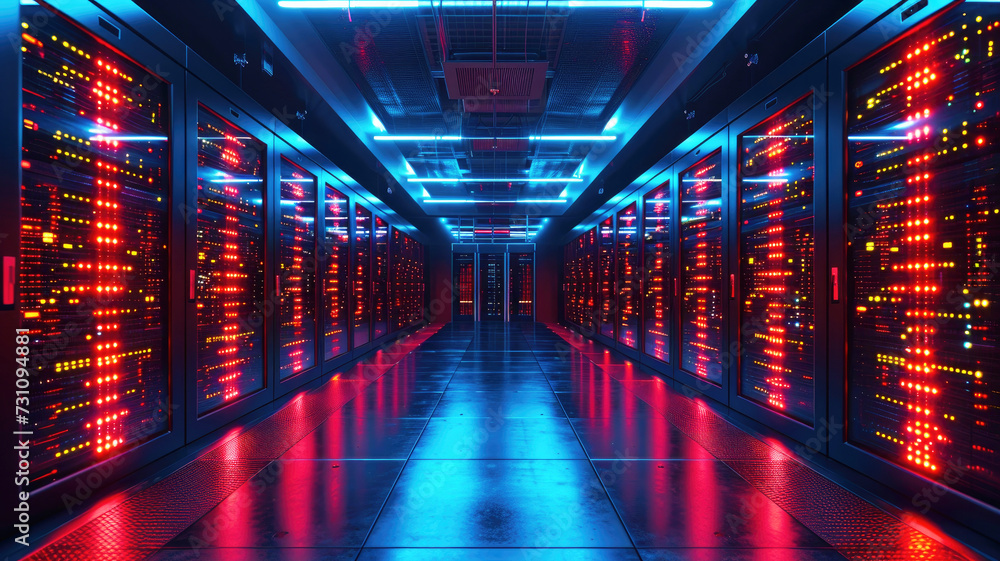 Technological data processing central, Servers to process thousands of ...