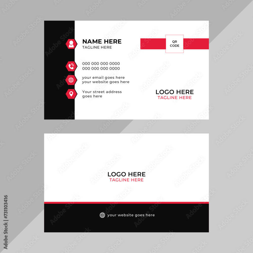Double-sided creative business card template. Set of modern Rad and ...