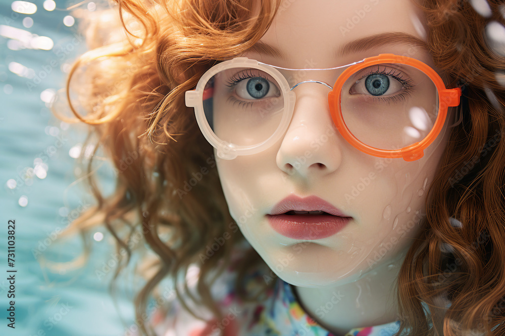 Generative AI photo picture of cute adorable pupil learning to swim in ...