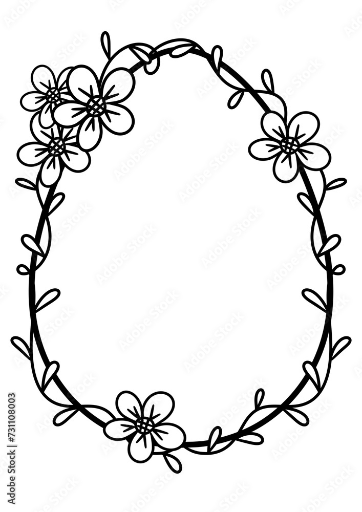 Oval Border With Flowers Oval Frame, Borders And Frames, Free Paper ...