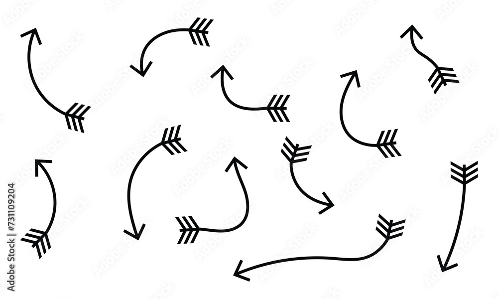 Hand drawn arrows vector set. Arrows icons vector hand drawn editable ...