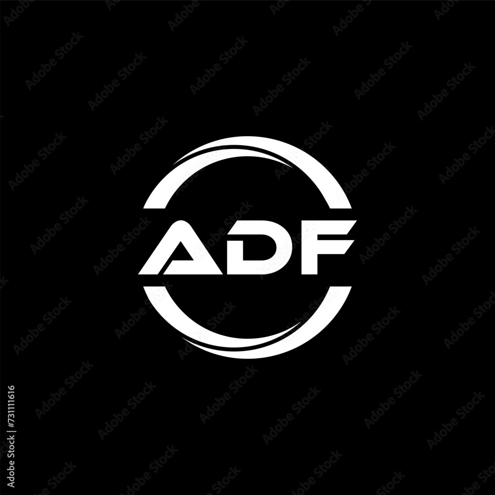 ADF letter logo design with black background in illustrator, cube logo ...