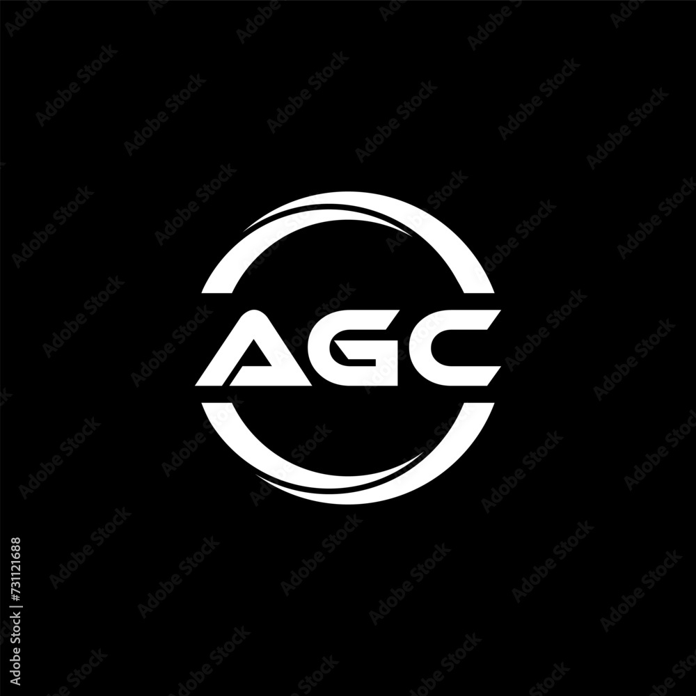 AGC letter logo design with black background in illustrator, cube logo ...