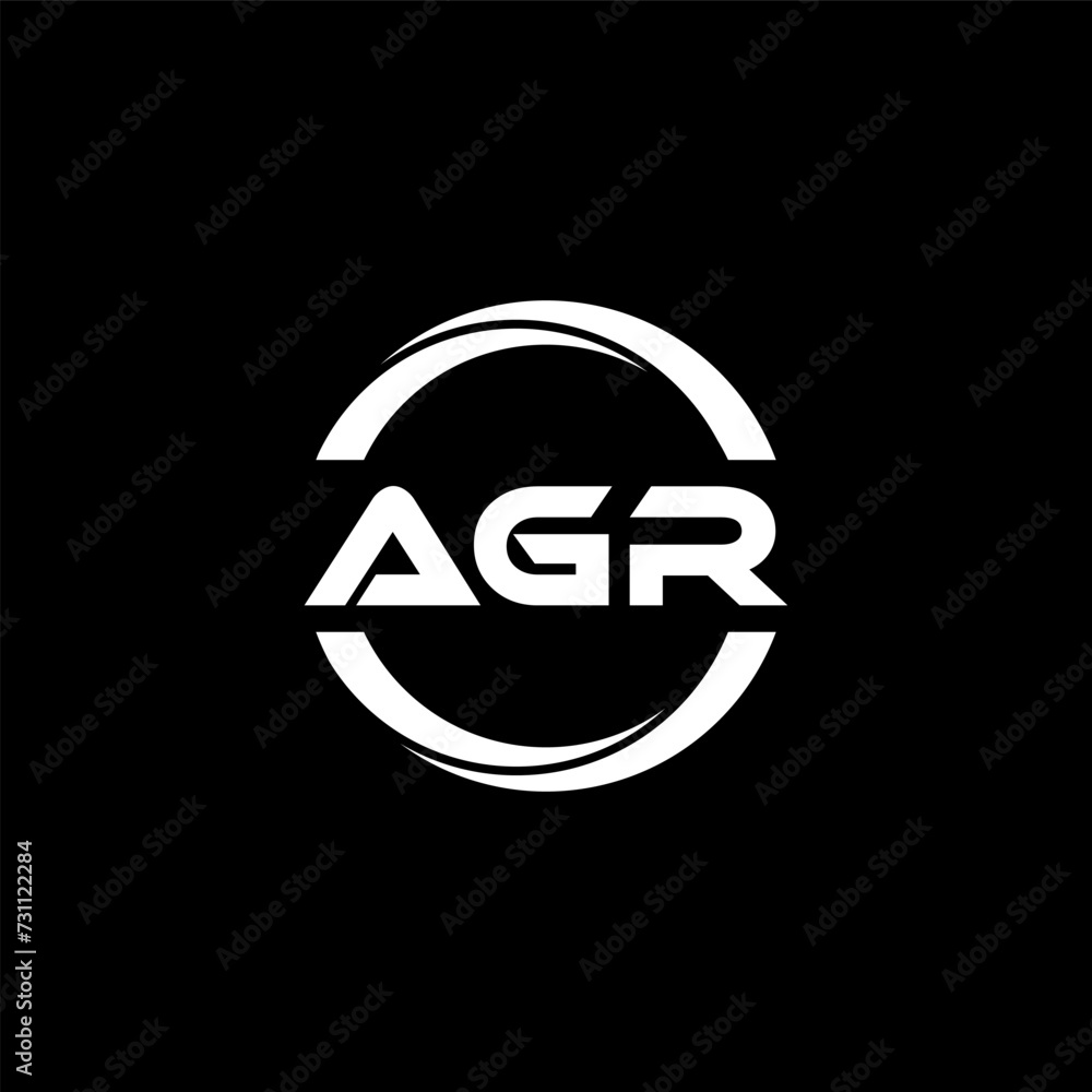 AGR letter logo design with black background in illustrator, cube logo ...