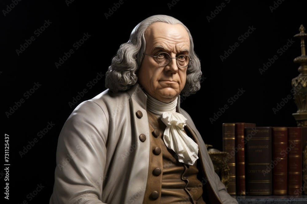 Benjamin Franklin realistic statue. Founding Father, known for his ... Benjamin Franklin realistic statue. Founding Father, known for his ...