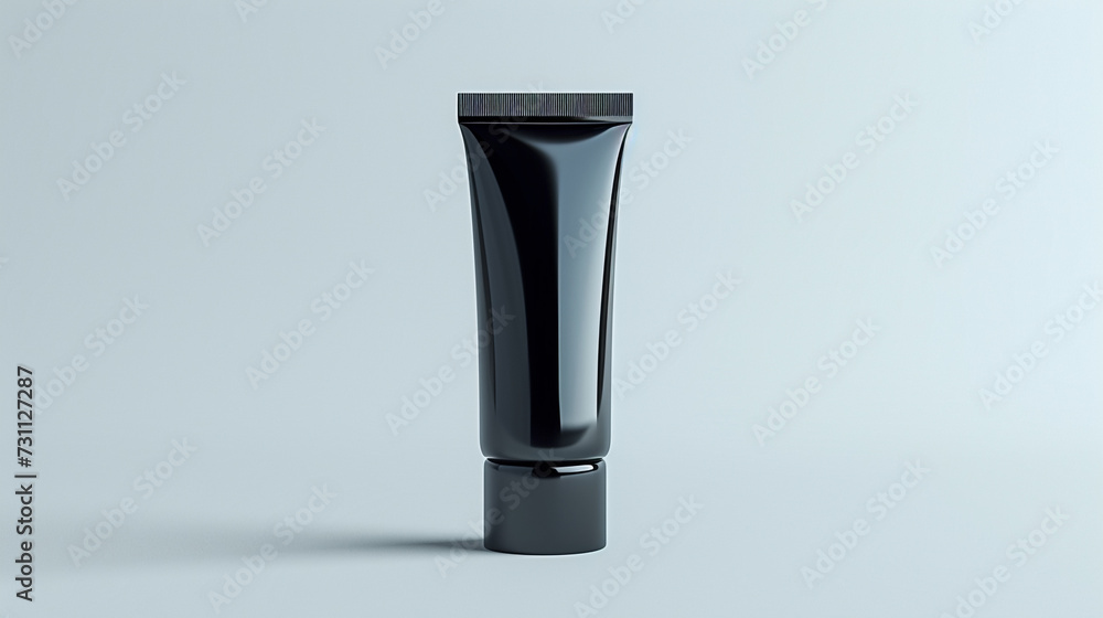 a blank gray face primer tube on a solid white background, with a ...