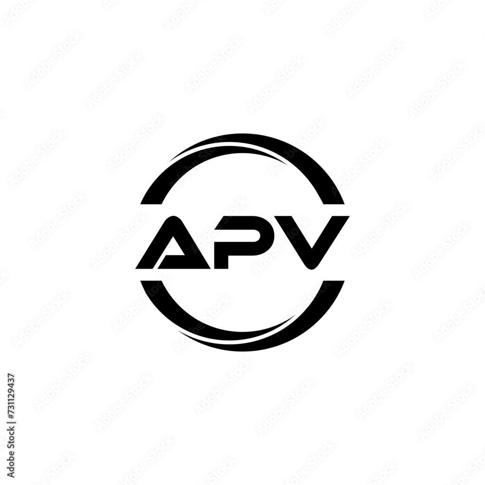 APV letter logo design with white background in illustrator, cube logo ...