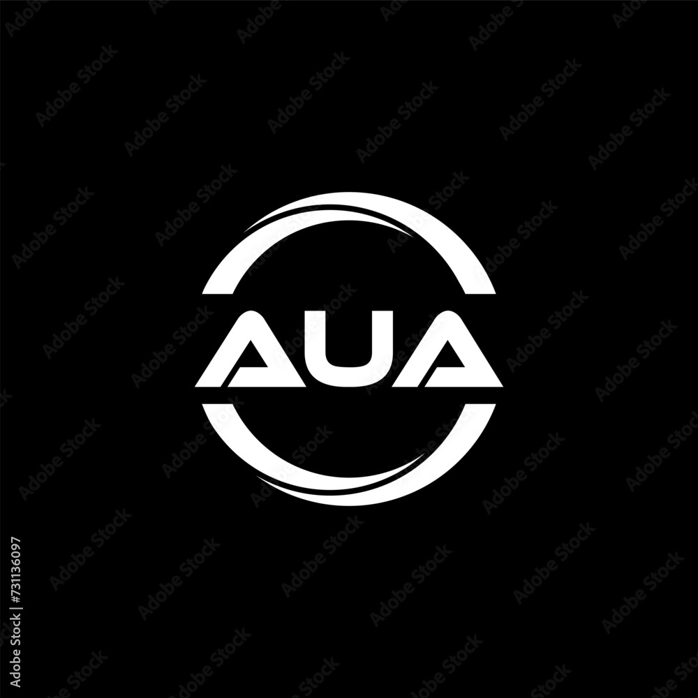 AUA letter logo design with black background in illustrator, cube logo ...