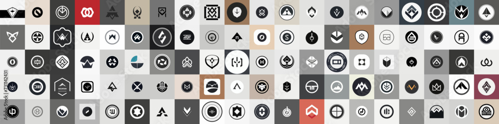 Minimalist Logos Mega Collections. Symmetrical Random Logos. Stock ...