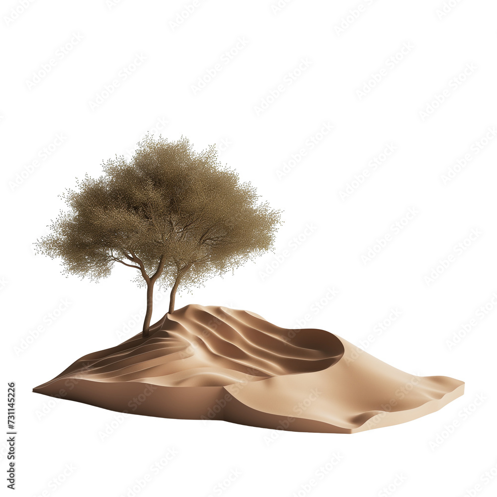 3d rendering for landscape concept Realistic sand dunes isolated on ...