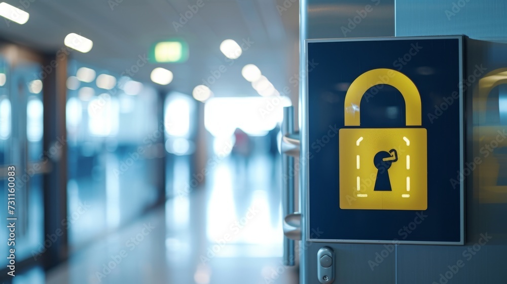 Workplace Safety: Signs Amidst the Lock Symbol Stock Illustration ...
